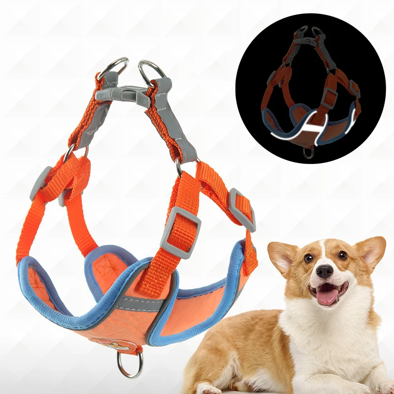 Dog-Harness-Traction-Leash-Set-No-Pull-Dog-Vest-Strap-Adjustable-Night ...