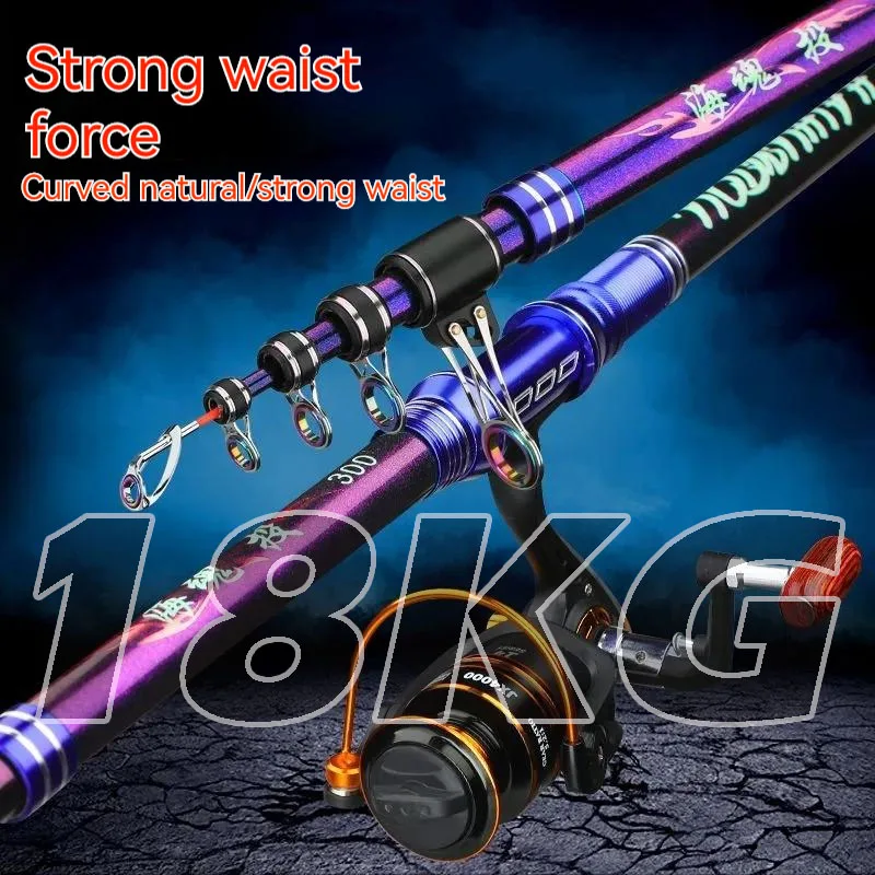 Ultra-Hard-Fishing-Rods-2-1-4-5m-Throwing-Rods-And-Reel-Carbon-Sea-Pole ...
