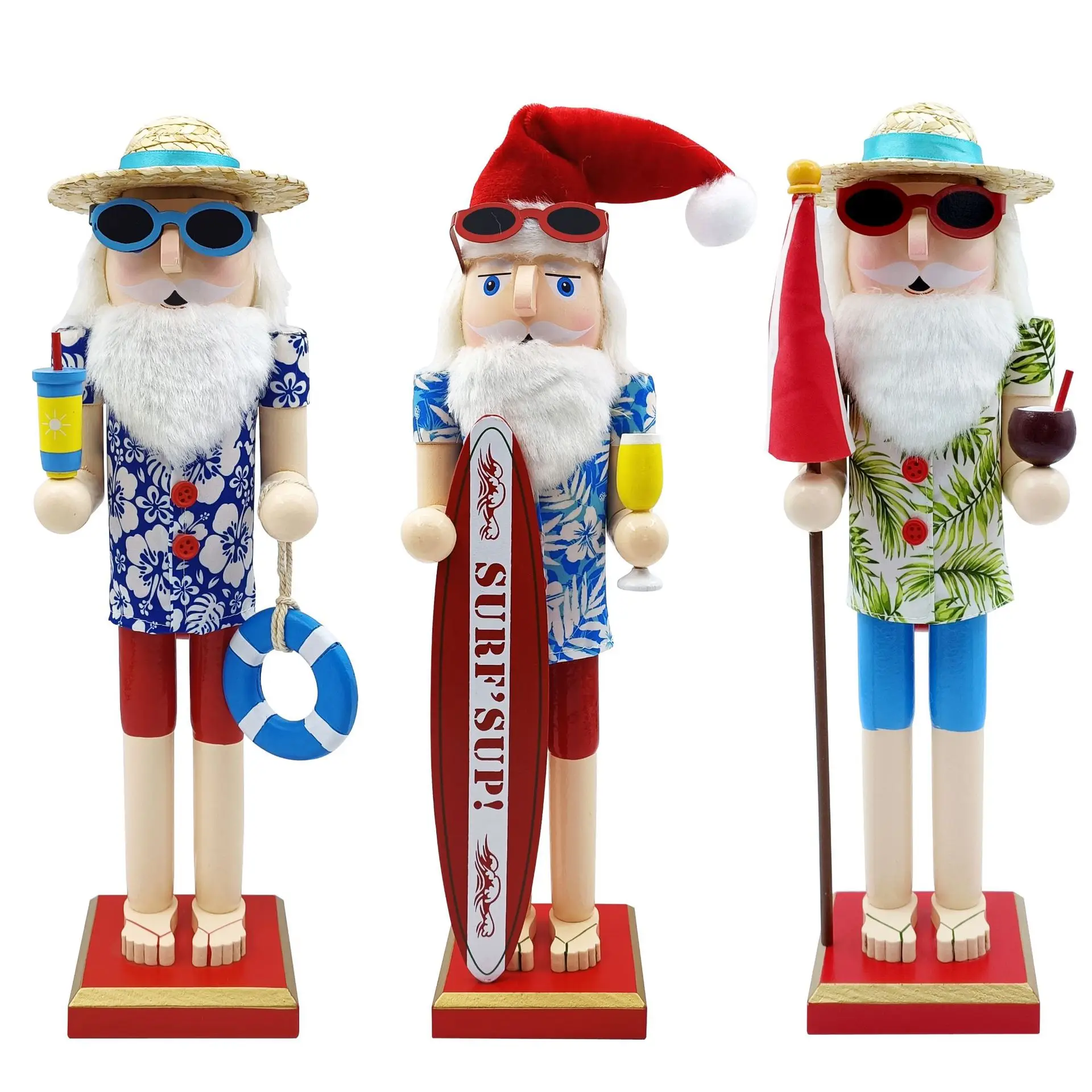 Hawaiian Wooden Santa Claus Nutcracker Beach Walnut Soldier Gift ...