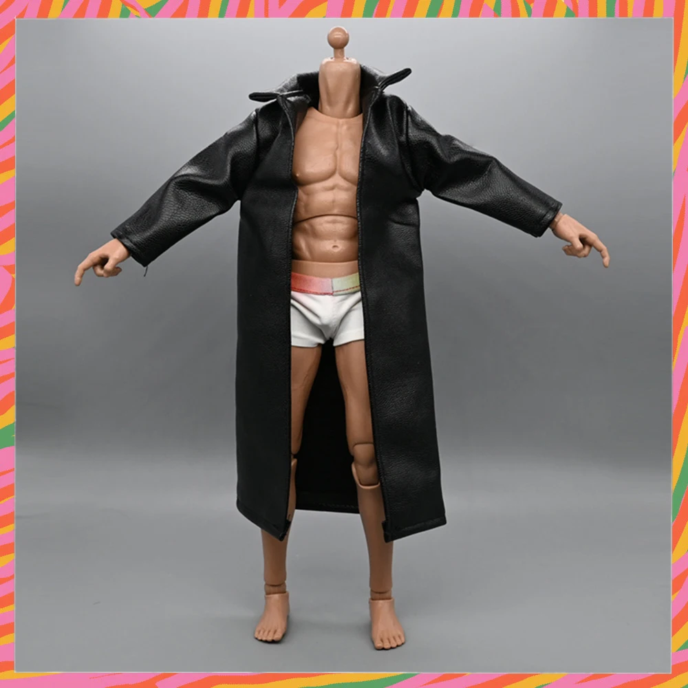 1/6 Scale Fashion Trend Black Long Sleeves Leather Windbreaker Coat Fit ...