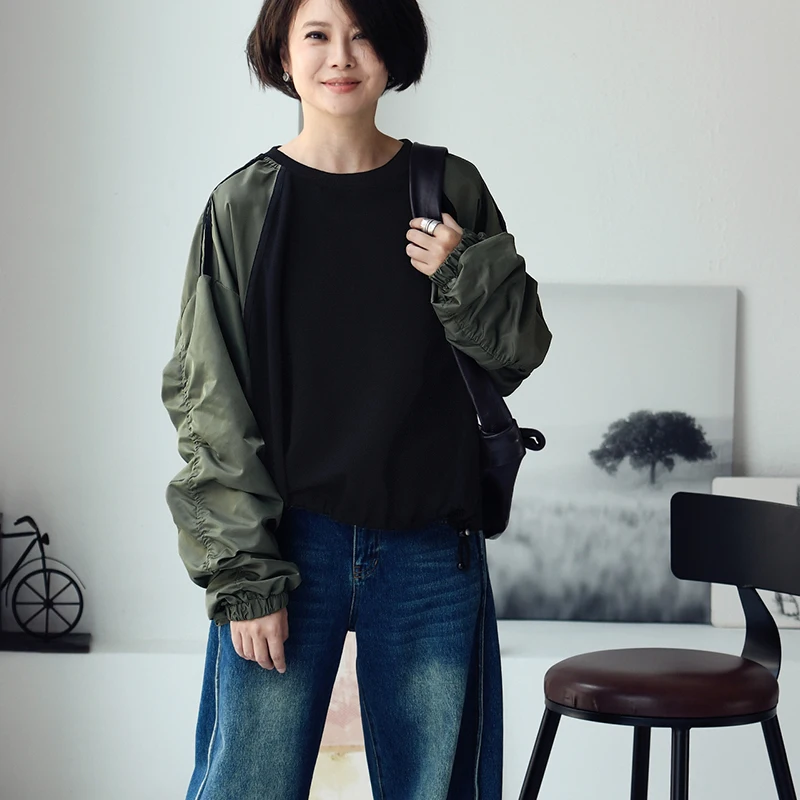 R5509C-Korean-Style-Handsome-Oversize-Stitching-Contrasting-Color-Pinch ...