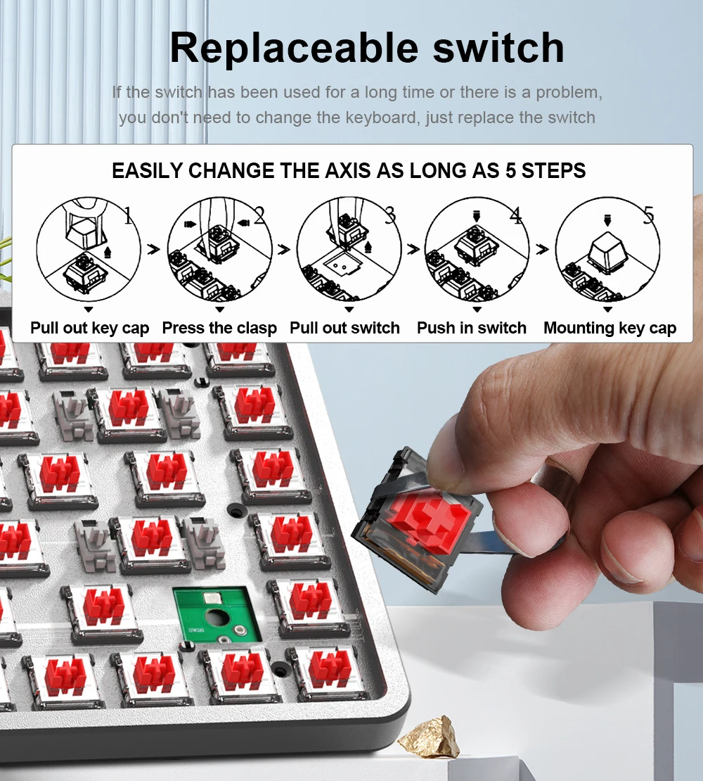 REDRAGON TL84-B RGB USB Mini Slim Ultra-Thin Wired Mechanical Gaming Keyboard Red Blue Switch 84 ...