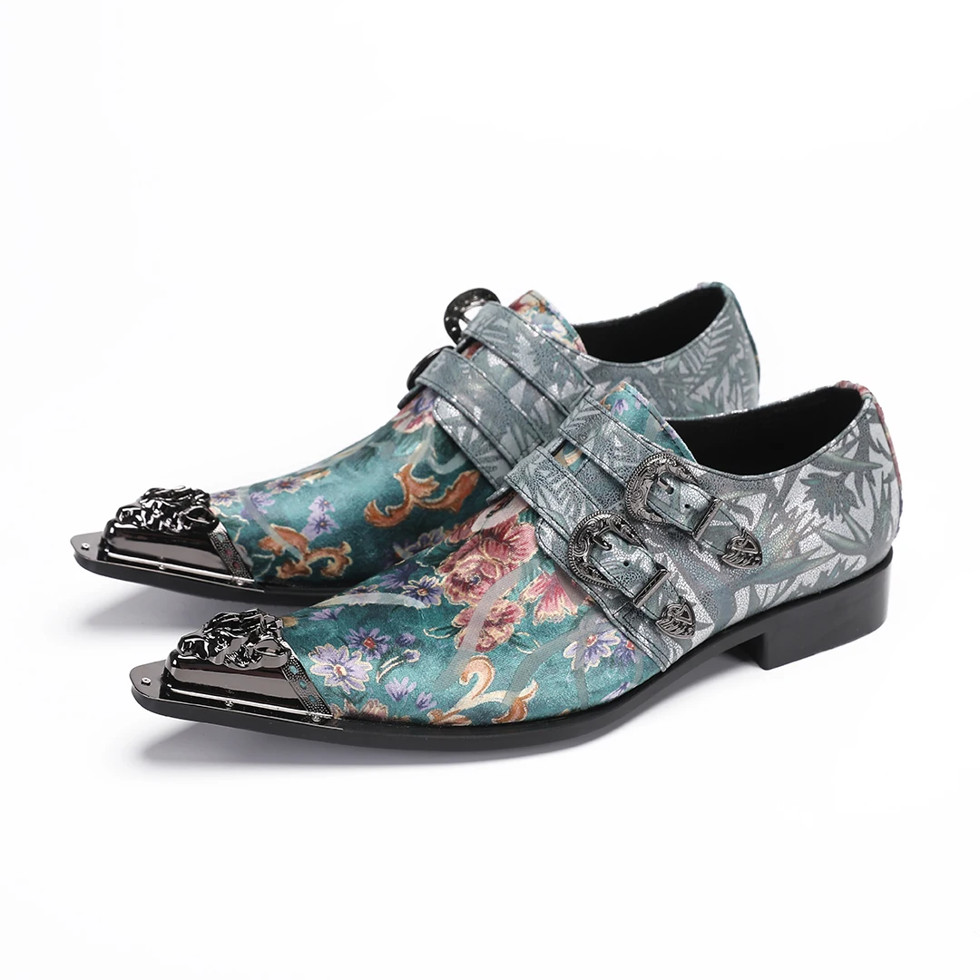 Men-s-Leather-Dress-Shoes-Luxury-Handmade-Pointed-Iron-Toe-Flowers ...