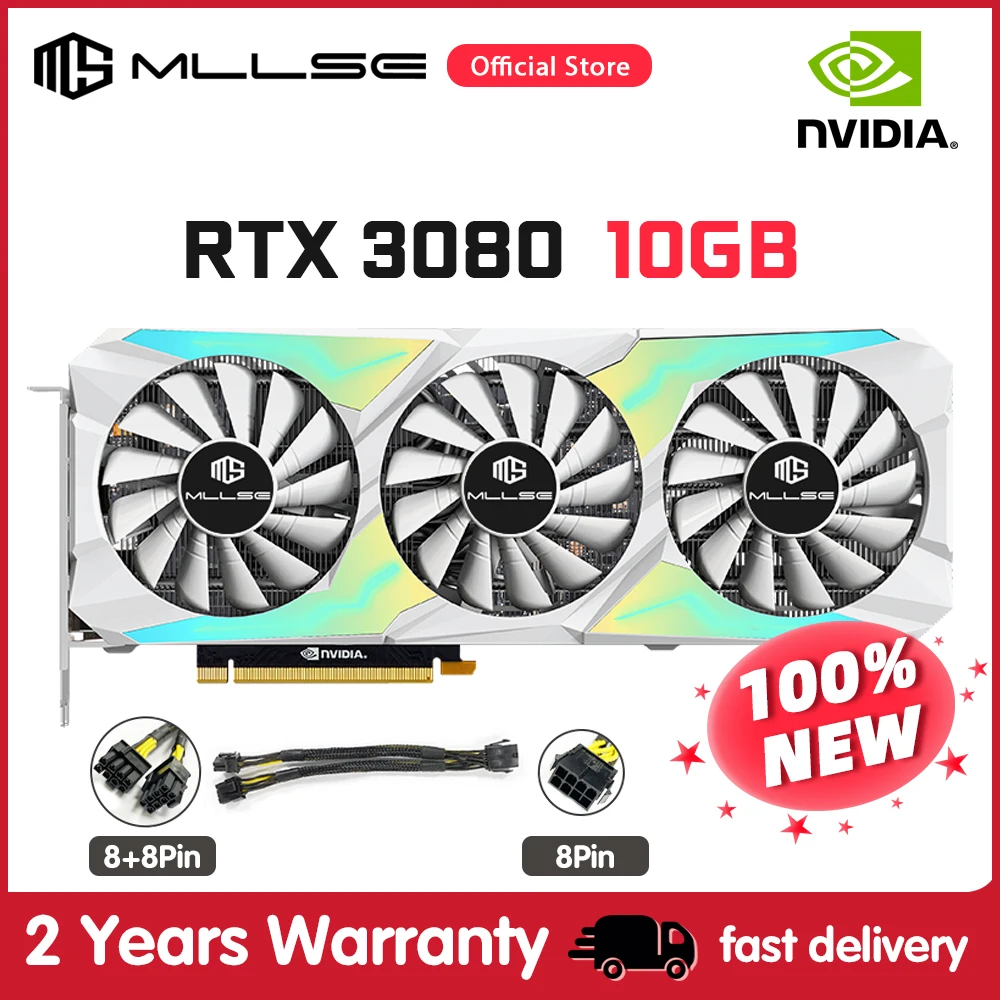 Mllse 100% novo rtx 3080 10gb nvidia jogo nvidia gpu 8pin + 8pin gddr6x ...
