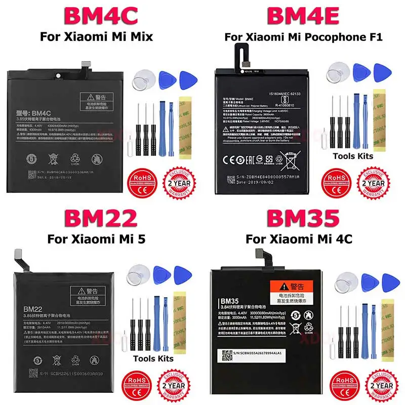 100% Original Battery For Xiaomi Redmi Hongmi Note Mi Max 2 A2 3 3s 4 ...