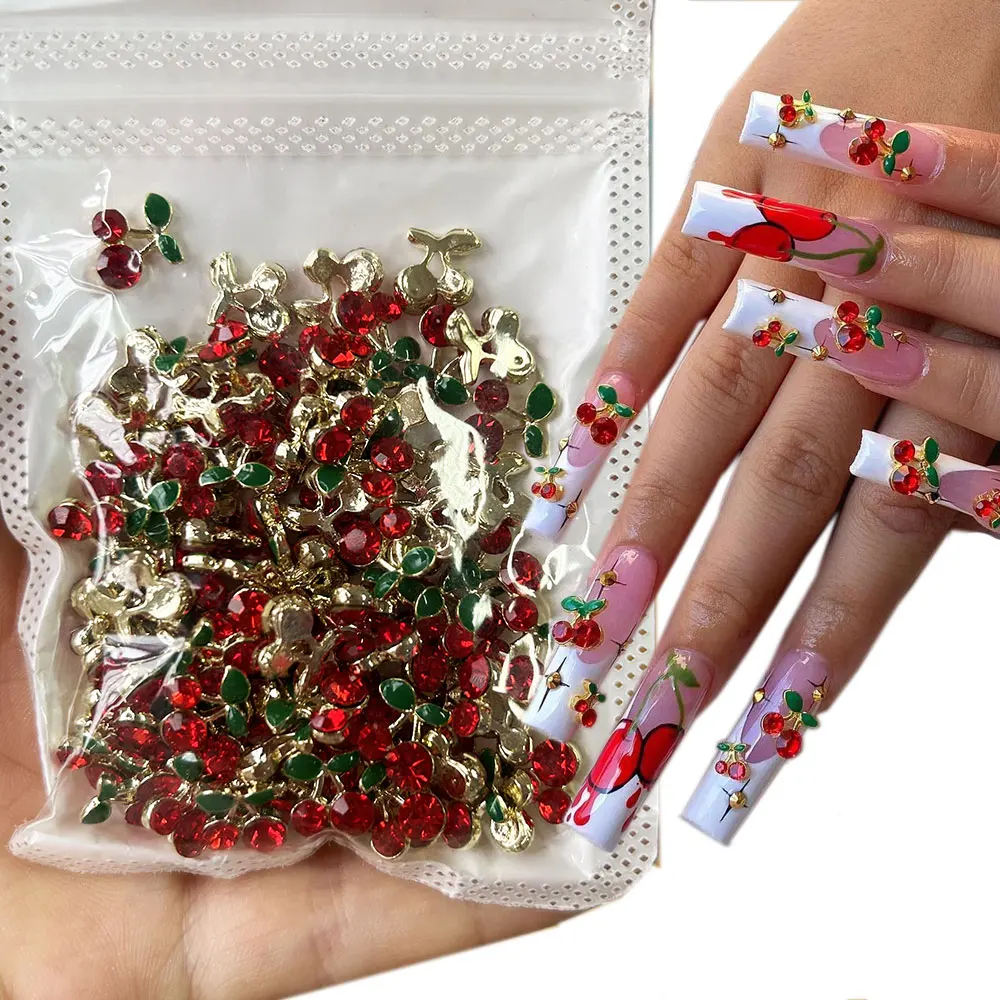20pcs-bag-3D-Cherry-Nail-Charms-Red-Pink-Cherry-Nail-Rhinestone-Nail ...