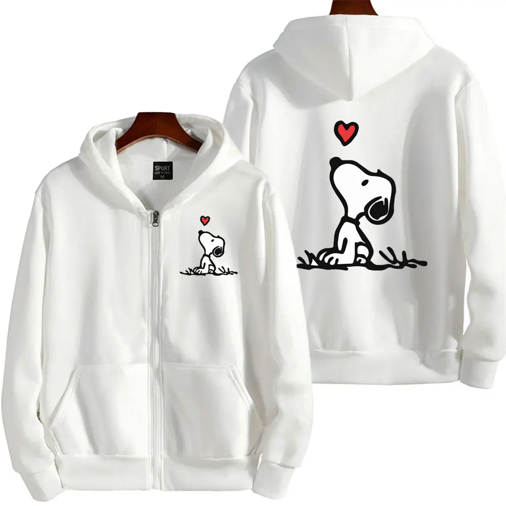 Snoopy-White-Women-Zip-Up-Hoodie-Jacket-Spring-Autumn-2024-Casual-Men ...