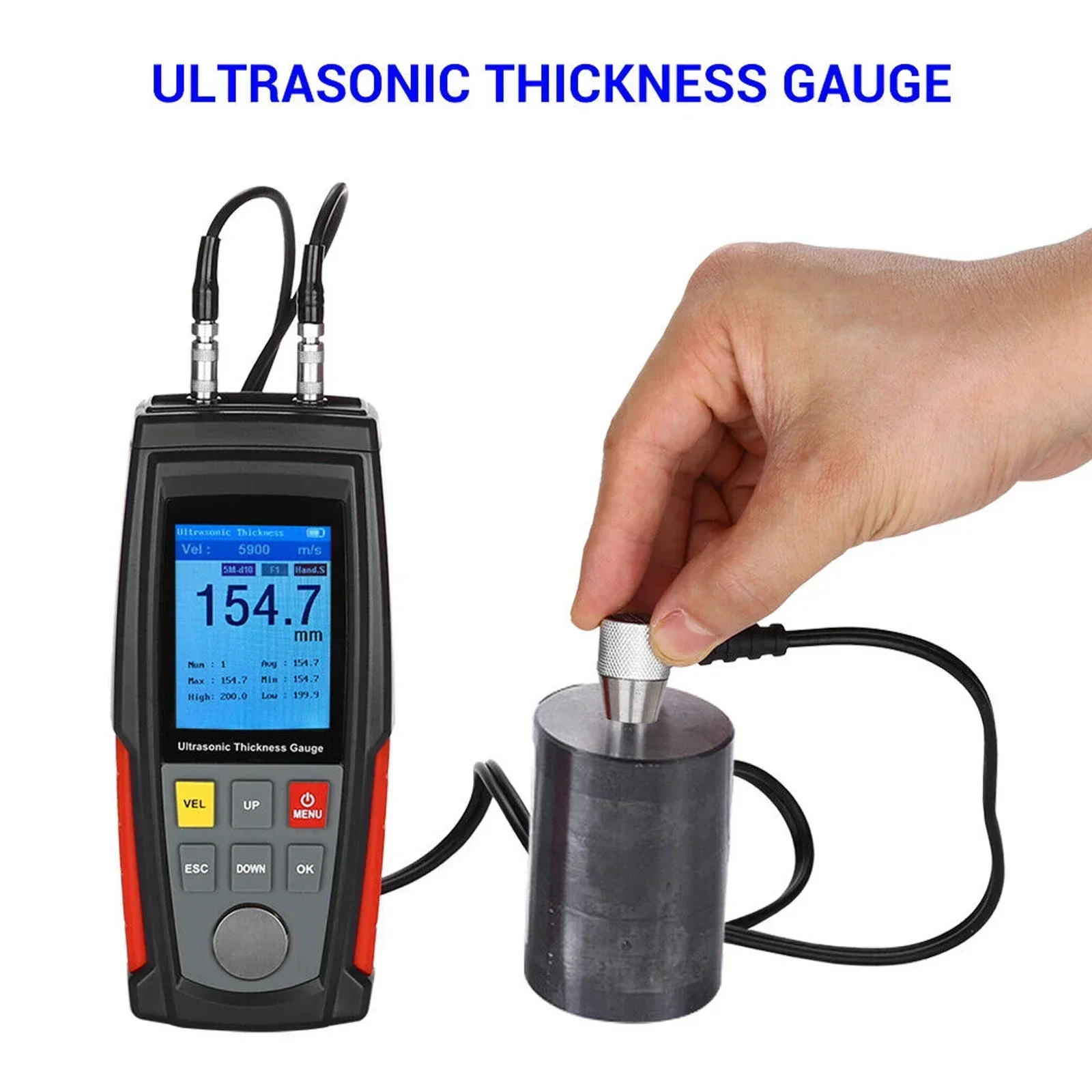 WT100 Digital Ultrasonic Thickness Gauge Sonic Velocimeter Cast Steel ...