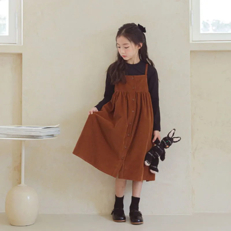 2024-New-Spring-Girls-Midi-Dress-Long-Teen-Kids-Corduroy-Fall-Dress ...