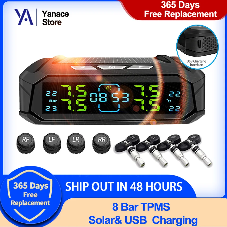 8-Bar-Car-TPMS-Tire-Pressure-Monitoring-System-4-Wheel-Tpms-Sensors ...