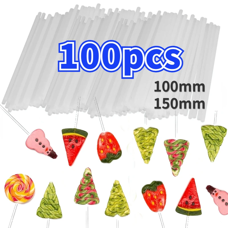 100PCS Plastic Lollipop Stick Reusable Candy Dessert Bakeware Cake Pop ...