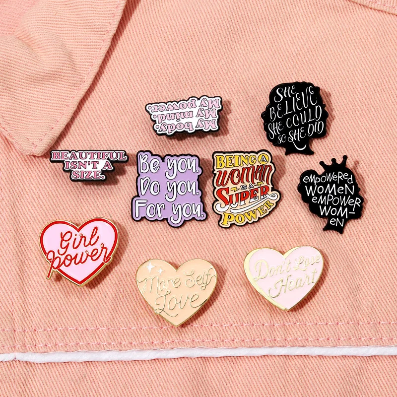 Feminism-My-Power-Enamel-Pins-Text-Dialog-Heart-Motivational ...