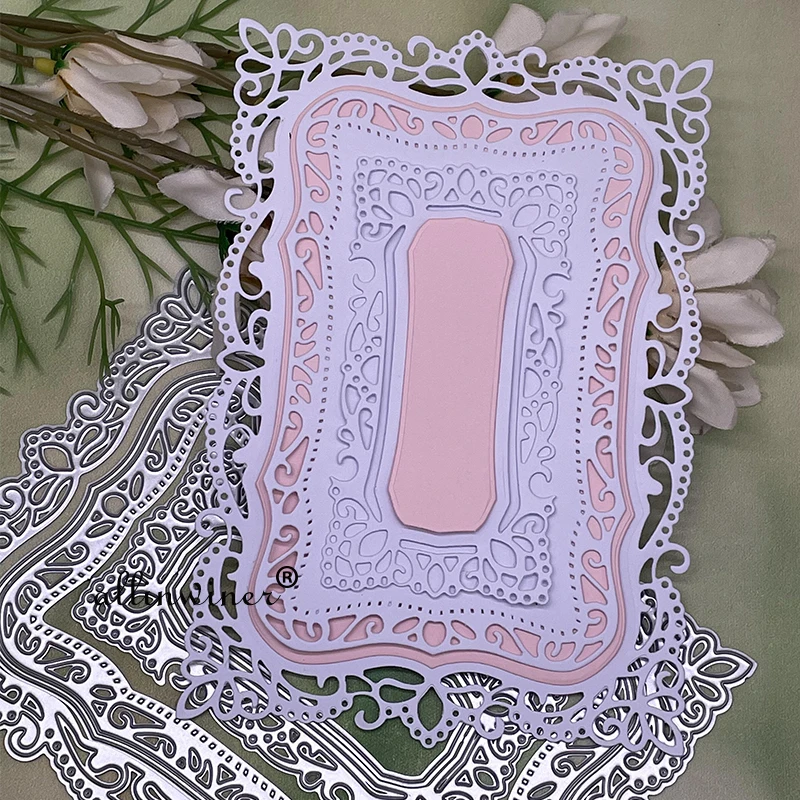 New-Lace-rectangular-frame-Metal-Cutting-Dies-for-DIY-Scrapbooking-Album-Paper-Cards-Decorative ...