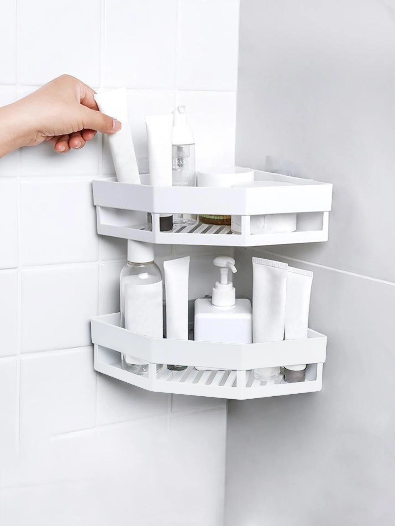 1PC PP Triangular Storage Rack, Wall Mounted Wall, Bathroom Corner ...