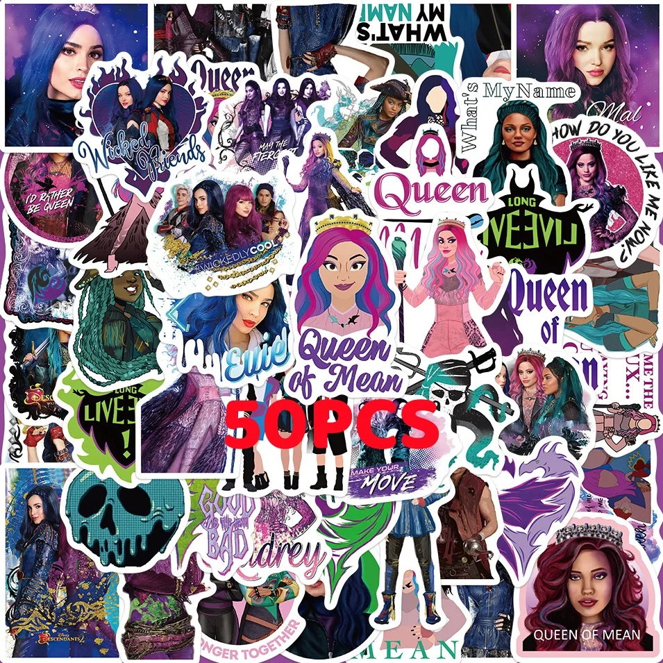 50Pcs-Disney-Movie-Descendants-Stickers-Peripheral-DIY-Suitcase-Water ...