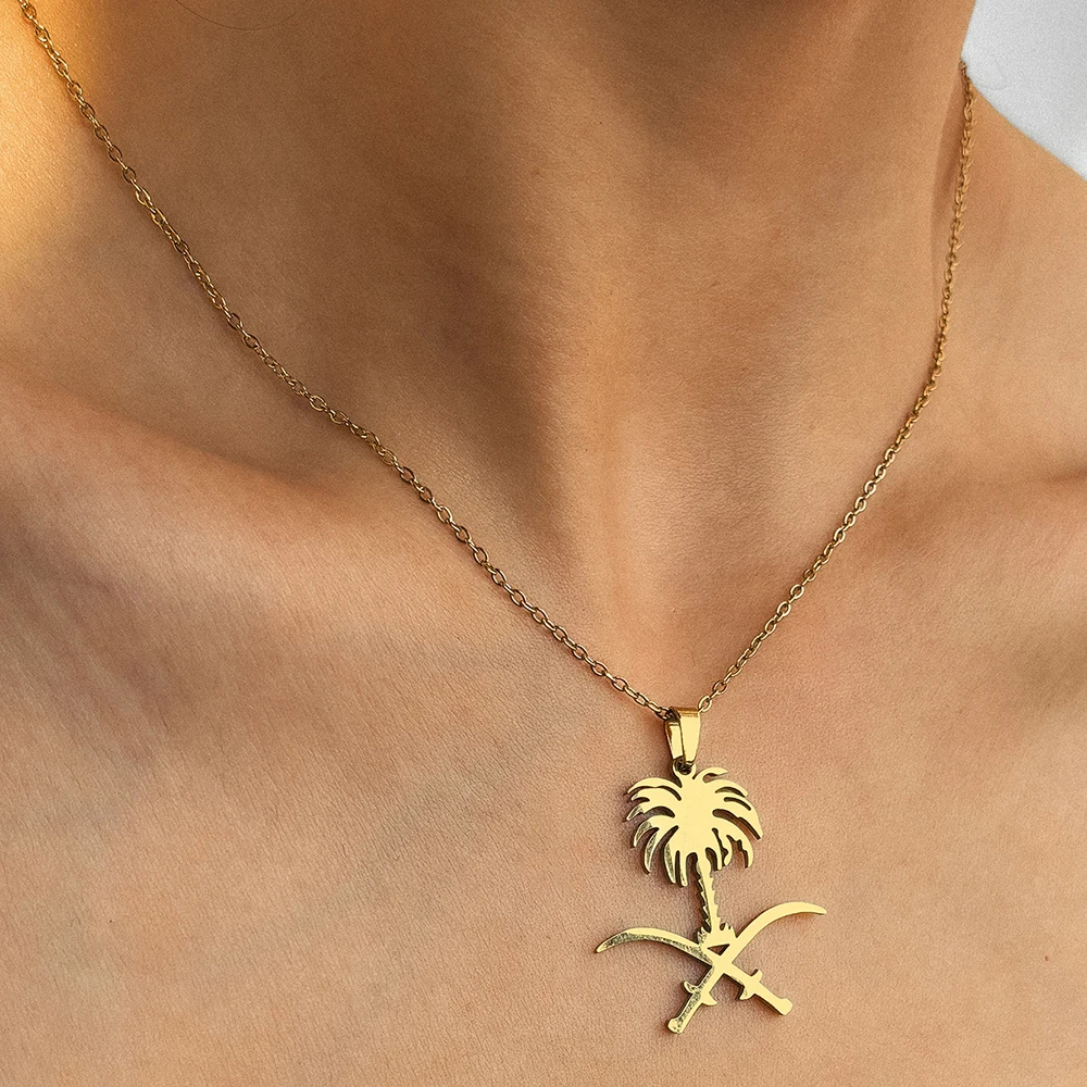 Stainless-Steel-Necklace-Saudi-Arabia-Emblem-Tribal-Nation-Simple ...
