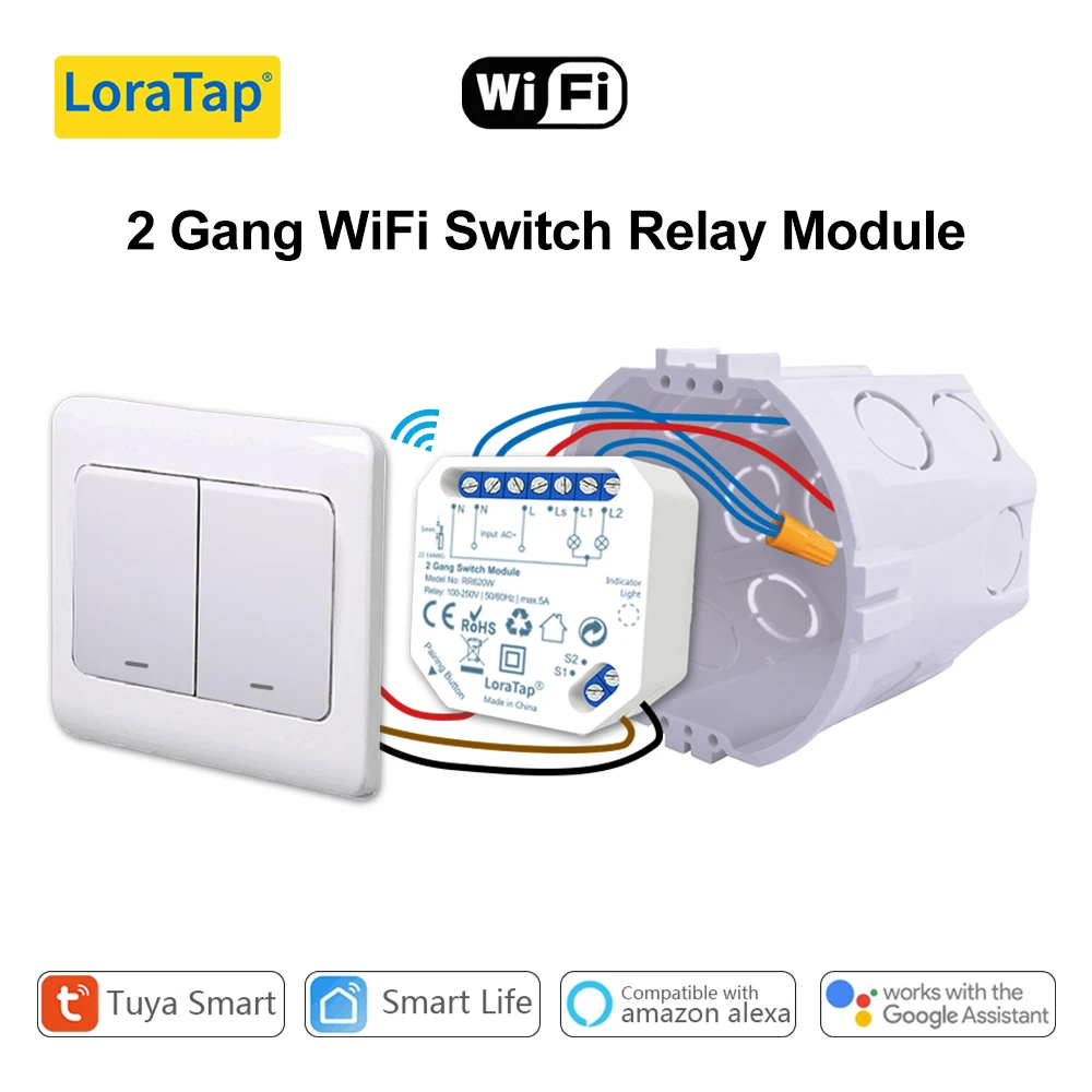 Tuya Smart Life Wifi Switch 2 Gang Relay Breaker Module Smart Lighting ...