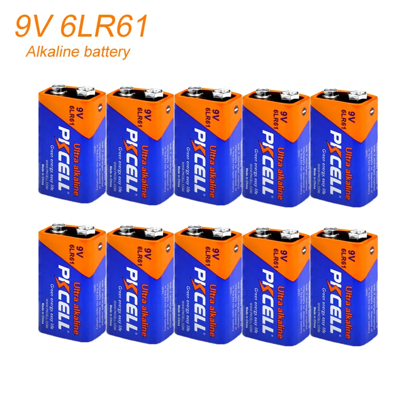 10PC-PKCELL-9V-6LR61-6AM6-1604A-MN1604-522-Alkaline-Battery-Dry-Primary ...