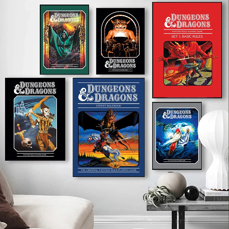 Classic-Vintage-Role-playing-Games-D-D-Posters-Prints-Dragon-Canvas ...