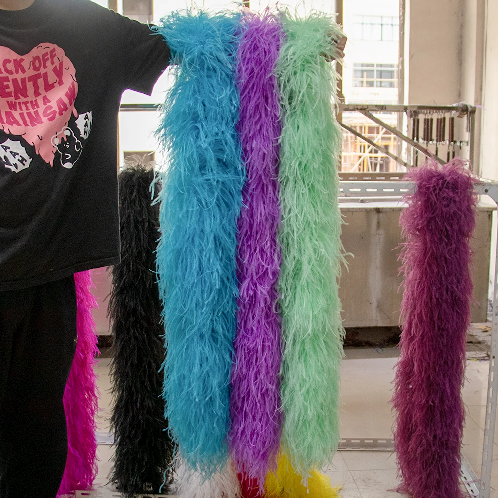1 2 3 4 6 Ply Thick Natural Feather Boa Fluffy White Ostrich Plumes 2 ...