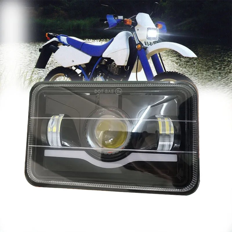 Motorcycle-Rectangular-4X6inch-LED-Headlight-Projector-High-Low-Beam ...