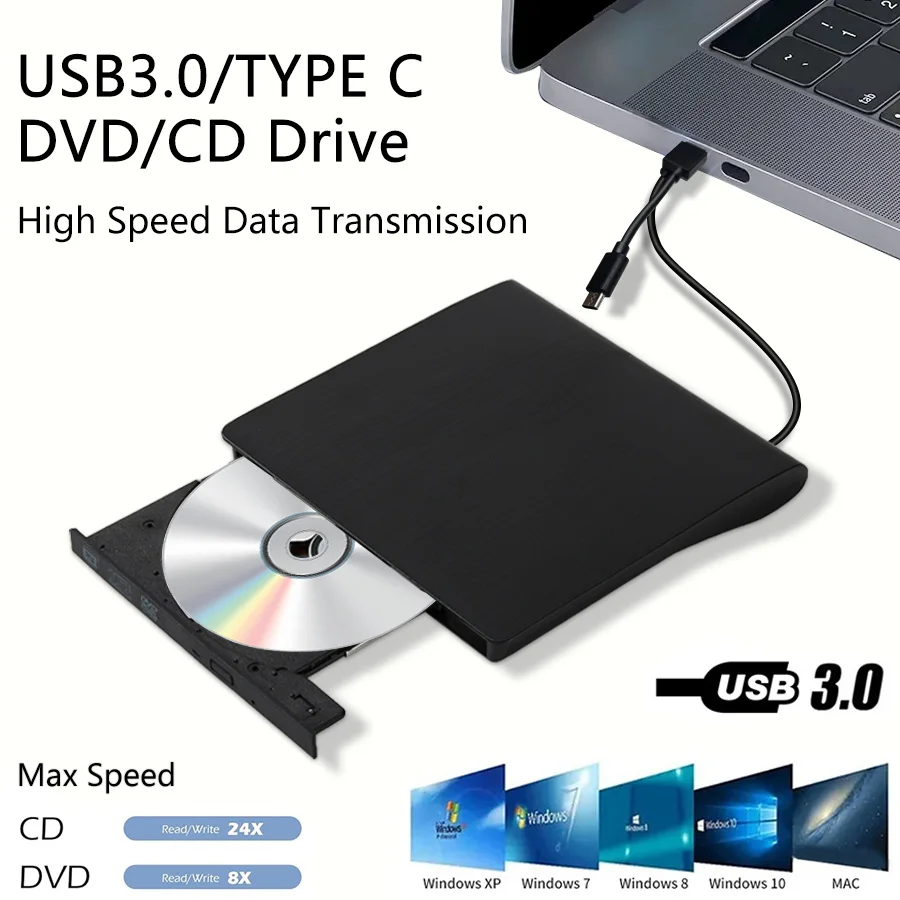 2in1-USB3-0-TypeC-Slim-External-DVD-RW-CD-Writer-Drive-Reader-Player ...