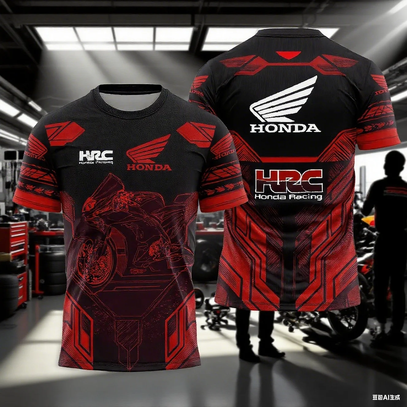 Honda HRC Team T-Shirt für den Sommer, atmungsaktiv, schweißableitend ...