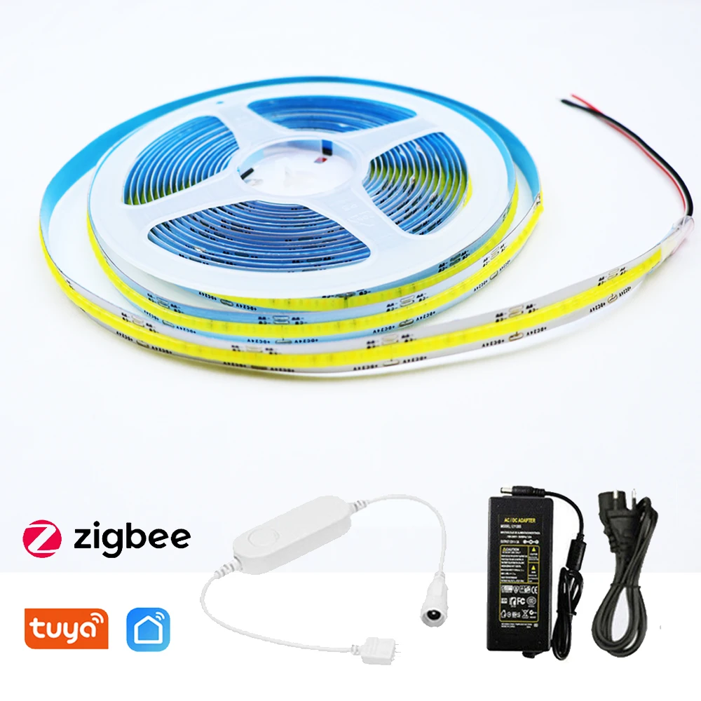Tuya Zigbee Smart Cct Cob Led Strip 12v 24v 1-5m Dimmer Flexible Light ...