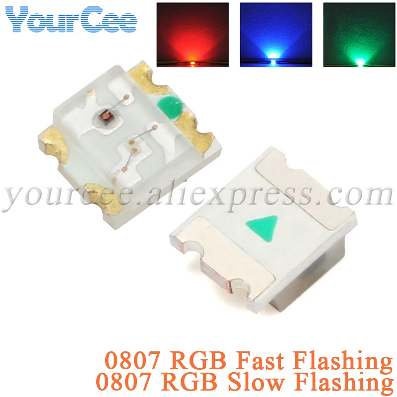 50Pcs 0807 LED SMD Diode Slow Flashing Fast Flashing RGB SMD Led Lamp ...