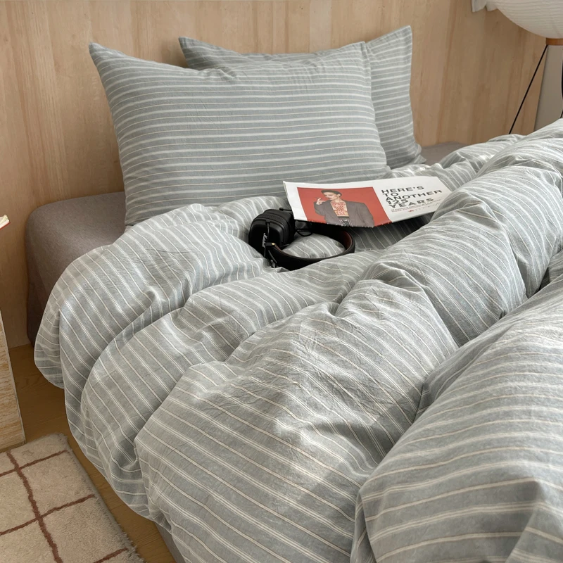 Nordic-sling-Duvet-Cover-Stripe-Style-Quilt-Cover-100-Cotton-Comforter ...