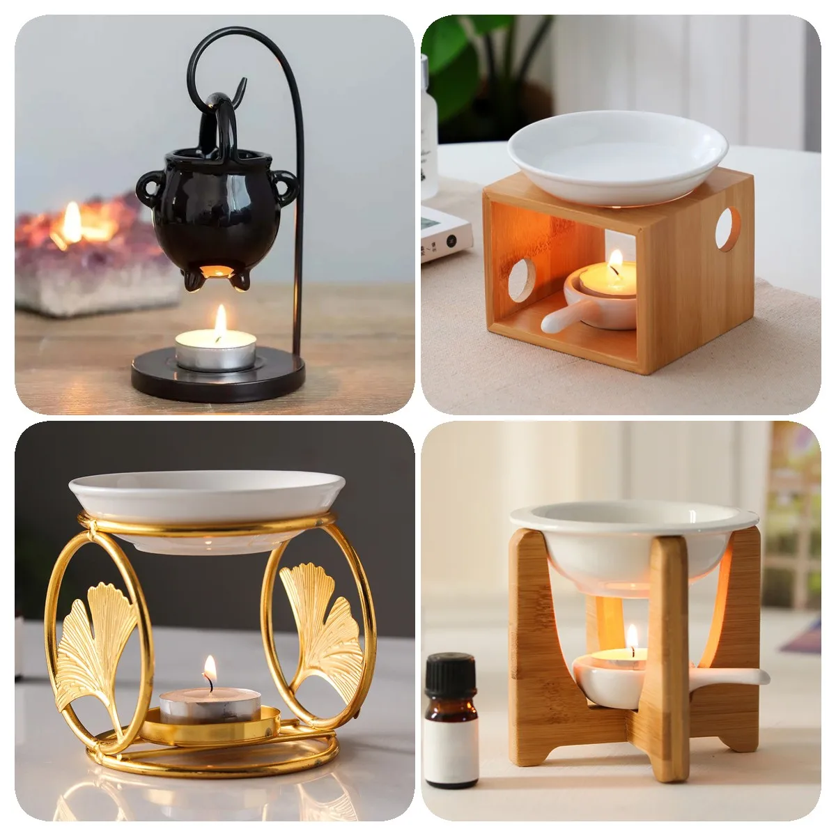 Ceramic Candle Holder Essential Oil Burner Diffuser Furnace Warmer ...