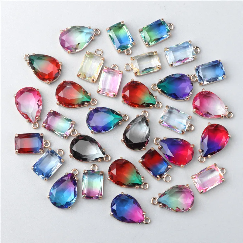 5PCS-Gradient-Crystal-Glass-Cutting-Surface-Charms-Trend-Pendants-For ...