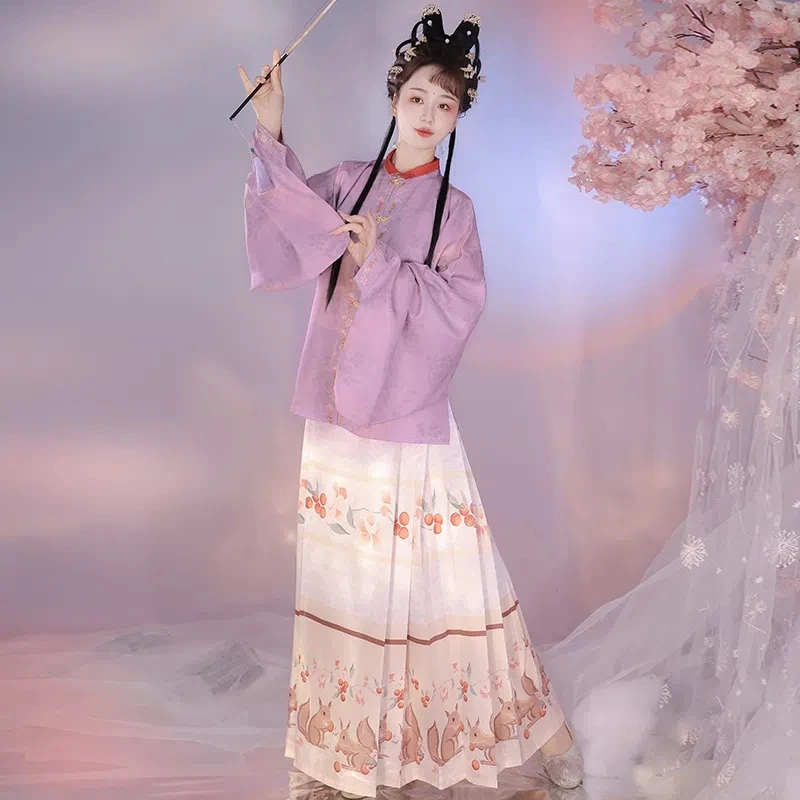 Elegant-Ming-Dynasty-Horse-Face-Skirt-Hanfu-Suit-With-Squirrel-Print ...