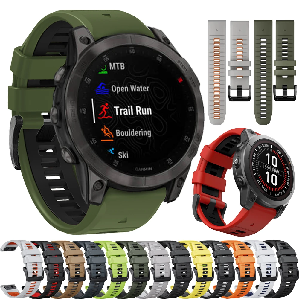 Quick-Fit-Silicone-Wrist-Smartwatch-Band-22mm-26mm-for-Garmin-Fenix-7X ...