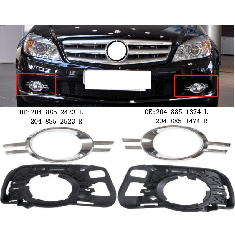 Front-bumper-grille-fog-light-frame-For-Mercedes-Benz-C-Class-W204-OEM ...