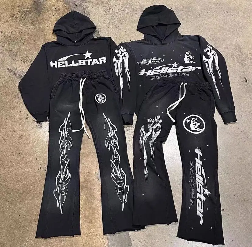 Hellstar Wash Water Casual Pants Flare Pants Guard Pants Men's and ...