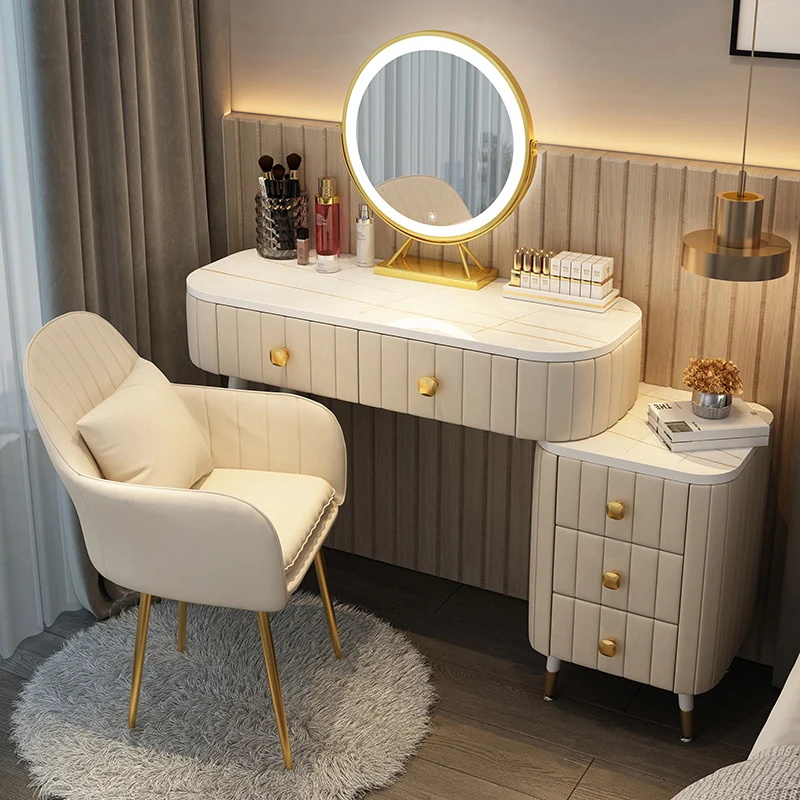 Luxury Vanity Desk Chair Set Storage Organizer Makeup Bedroom Table ...