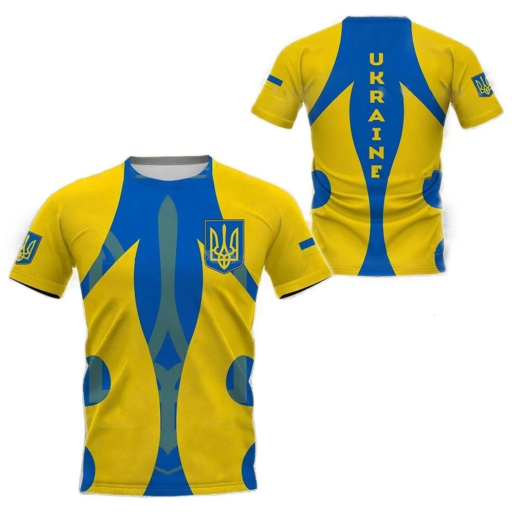 UKRAINE-Men-s-T-Shirt-Summer-Short-Sleeve-Ukraine-National-Emblem-Flag ...