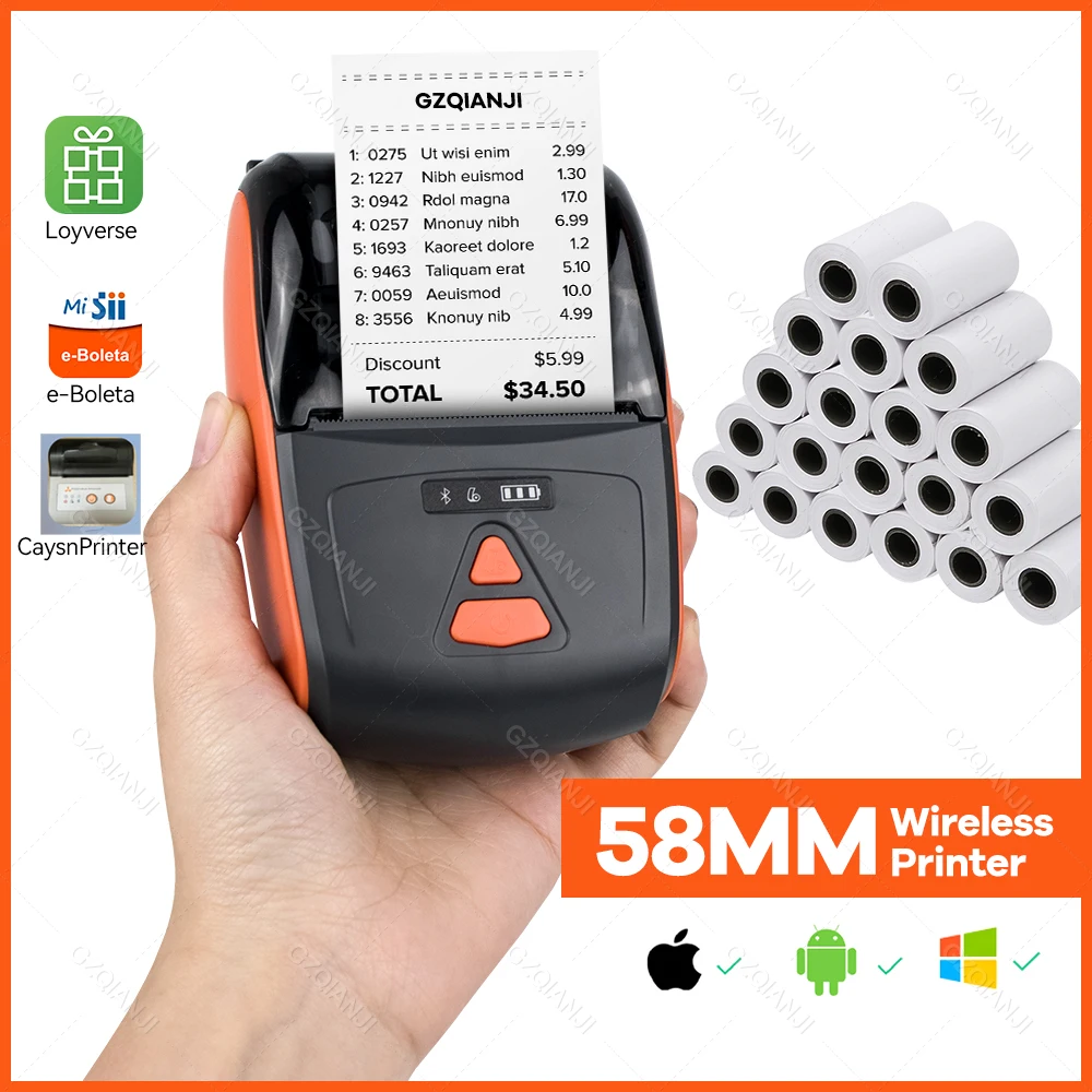 58mm Bluetooth Pos Thermal Receipt Printer Android - Portable 58mm ...