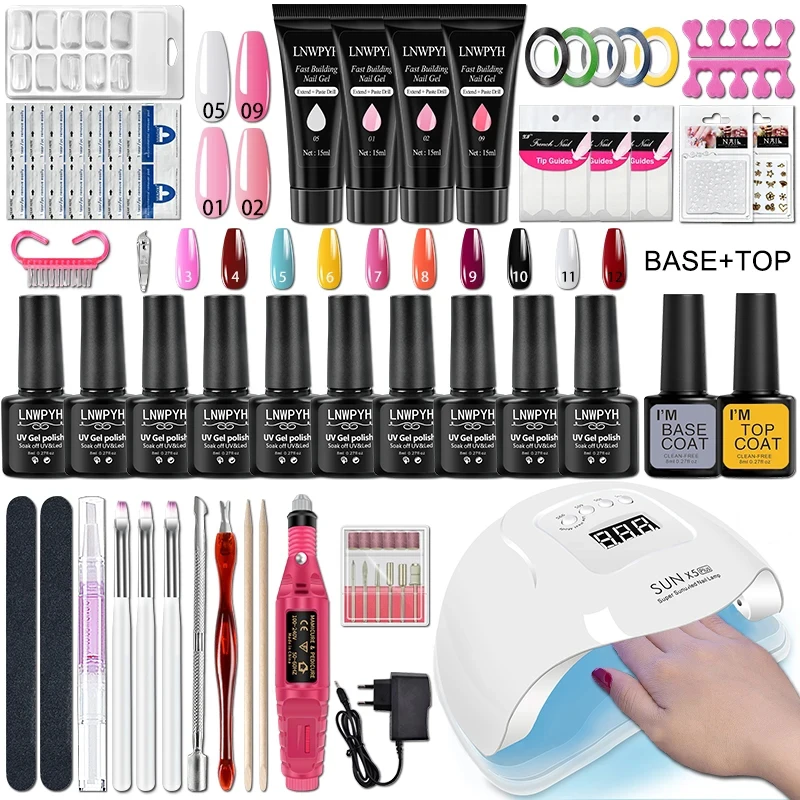 LNWPYH-Nail-Gel-Kit-Acrylic-Nails-Set-With-UV-LED-Lamp-Dryer-Nail ...