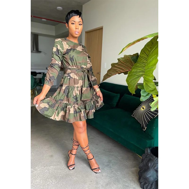 Women-Camouflage-Print-Print-O-Collar-Ruffled-Long-Sleeve-Loose-Dress ...