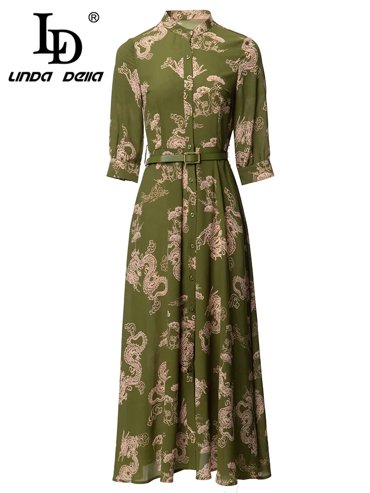 LD-LINDA-DELLA-Fashion-Designer-Spring-Dress-Women-Half-sleeve-Single ...