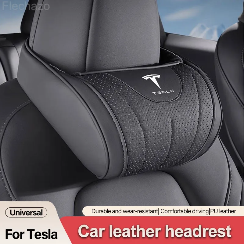 Leather Car Seat Headrest Memory Foam Comfort High-end Neck Pillow For ...