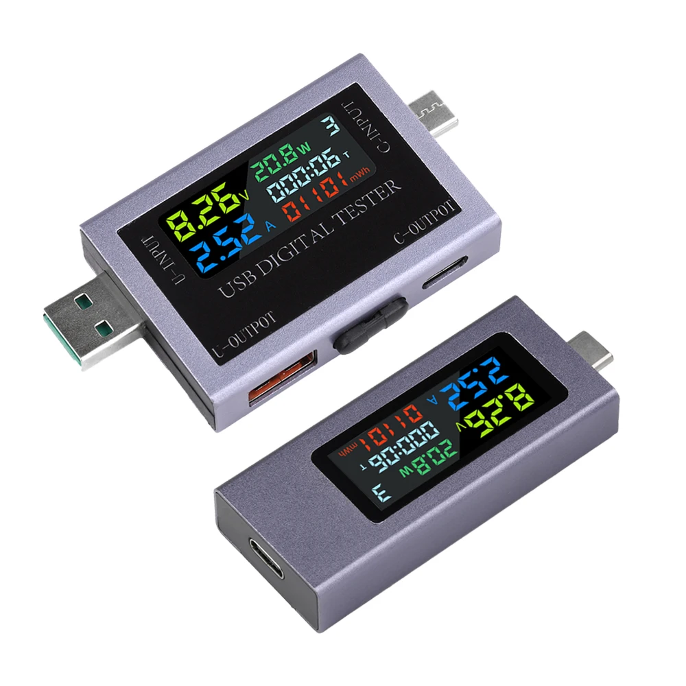 Voltage Meters Current Voltage Capacity Battery Tester USB/Type-C Volt ...