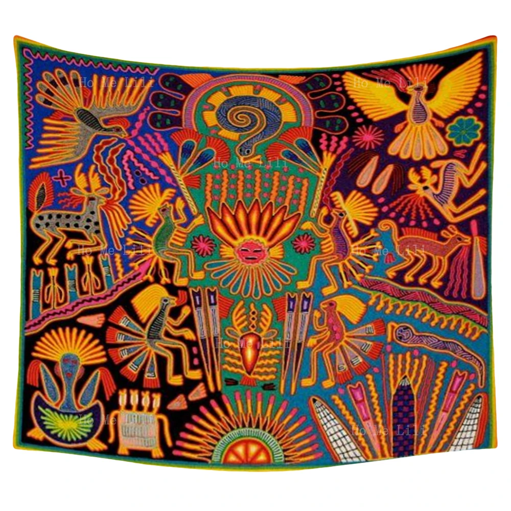 Mexico Tapestry | Mexico Oaxaca | Huichol - Painting Art Tapestry Home ...