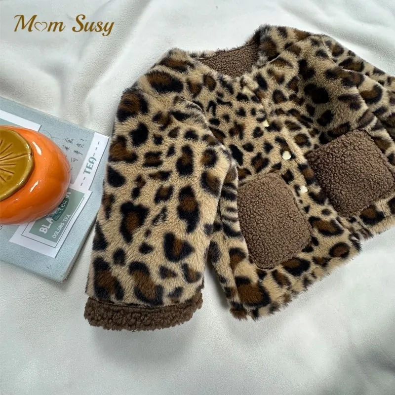 Baby Girl Boy Leopard Jacket Faux Fur Infant Toddler Child Warm Fleece ...