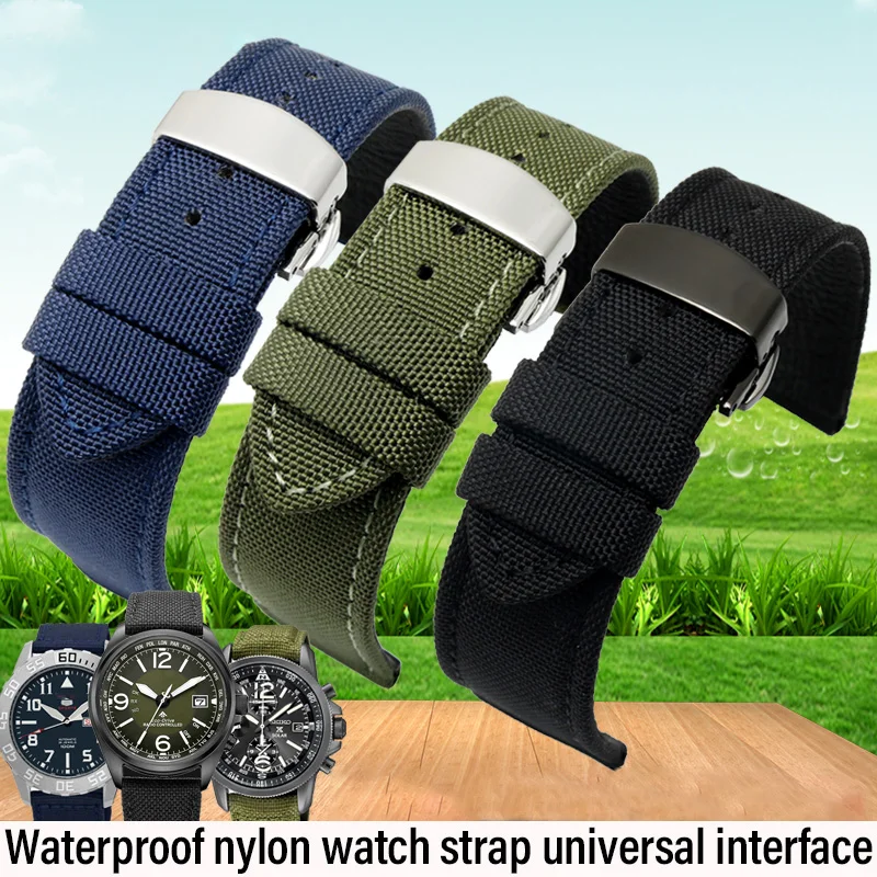 18mm-20mm-22mm-23mm-24mm-Nylon-Leather-Watch-Band-for-Omega-Seiko-Casio ...