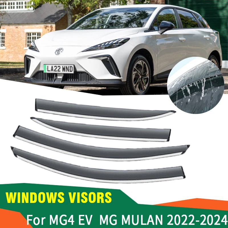 4 PCS Car Window Door Visor For MG4 EV 2022 Accessories MG MULAN 2023 2024 Car Vent Awning Sun ...