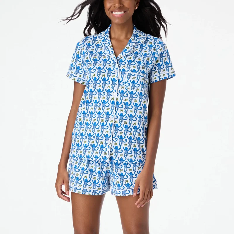 Conjunto-de-pijama-de-mono-Preppy-para-mujer-ropa-y2k-cuello-de-solapa ...