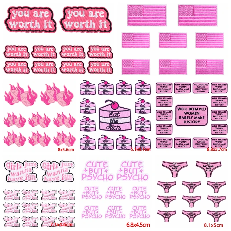 10-pcs-lot-Wholesale-Pink-Series-Applique-Iron-On-Patches-For-Clothing ...